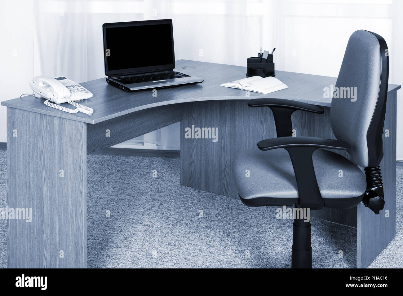 laptop on desk Stock Photo - Alamy