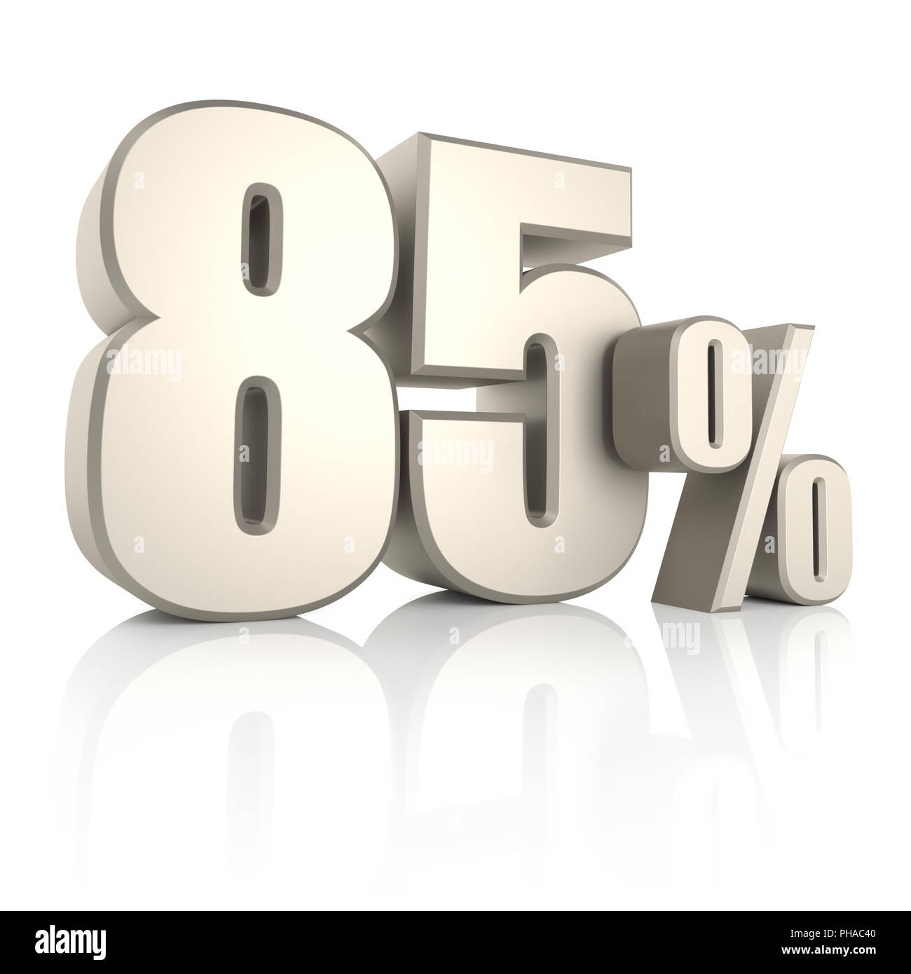 85 Percent isolated on White Background. 3d Render Stock Photo - Alamy