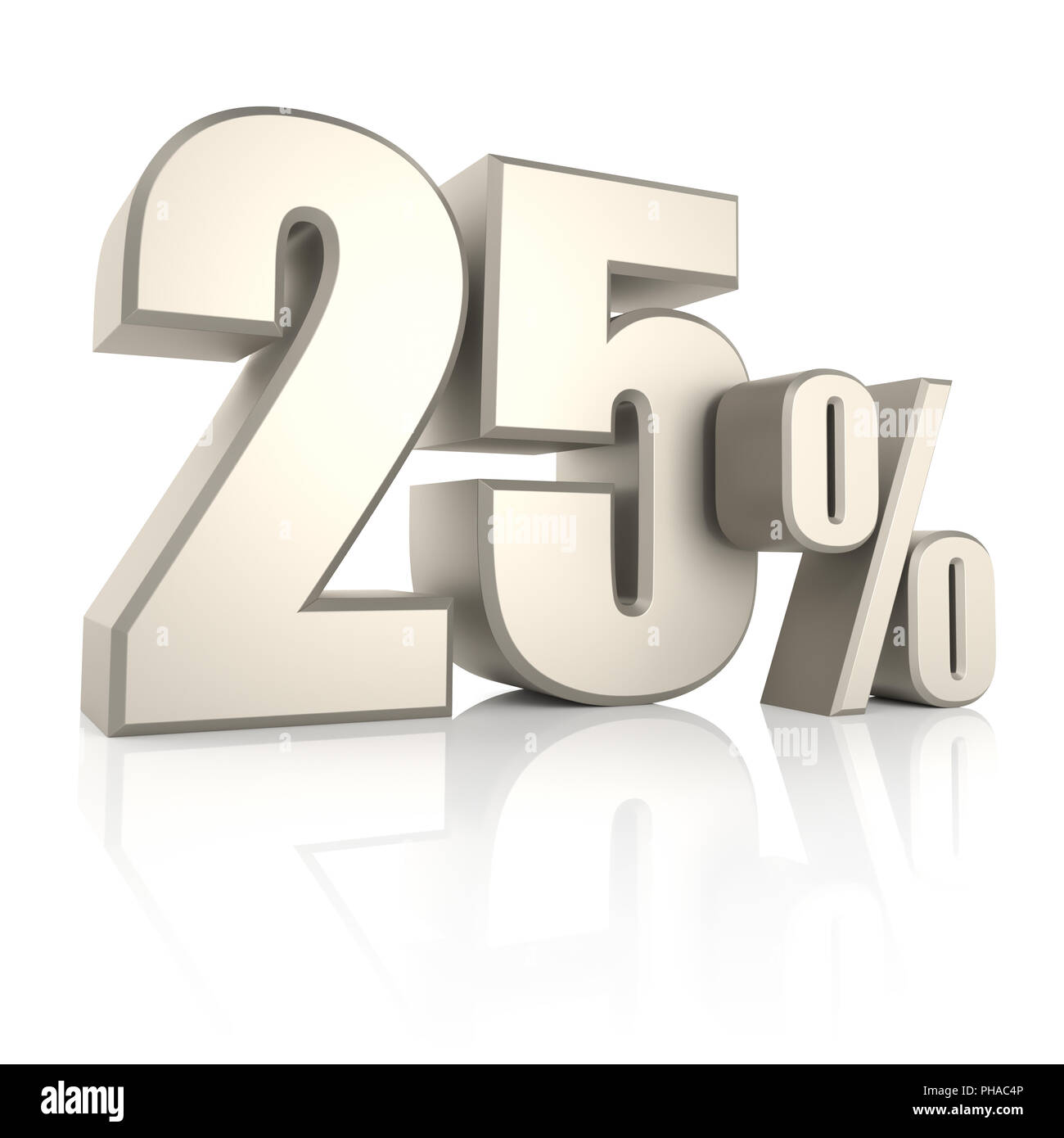 25 Percent isolated on White Background. 3d Render Stock Photo - Alamy