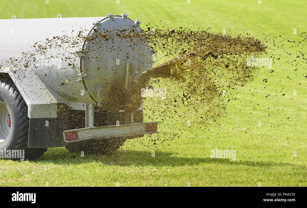 liquid manure in agriculture on meadow Stock Photo - Alamy