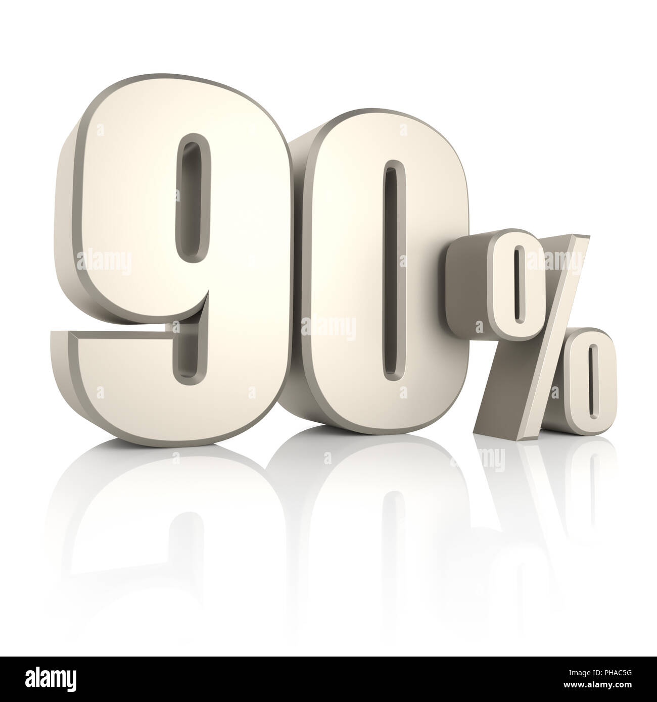90 Percent isolated on White Background. 3d Render Stock Photo - Alamy