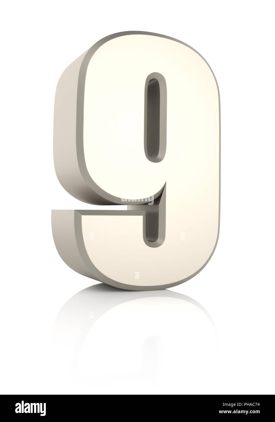 3d white isolated number nine hi-res stock photography and images - Alamy