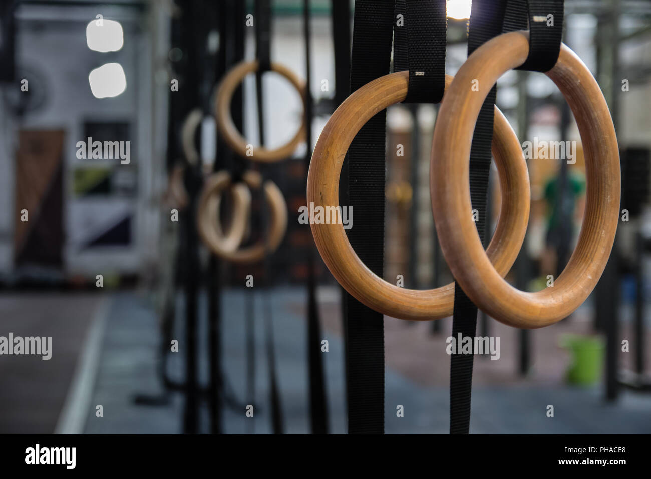 Gymnastics Rings in the gym Stock Photo - Alamy