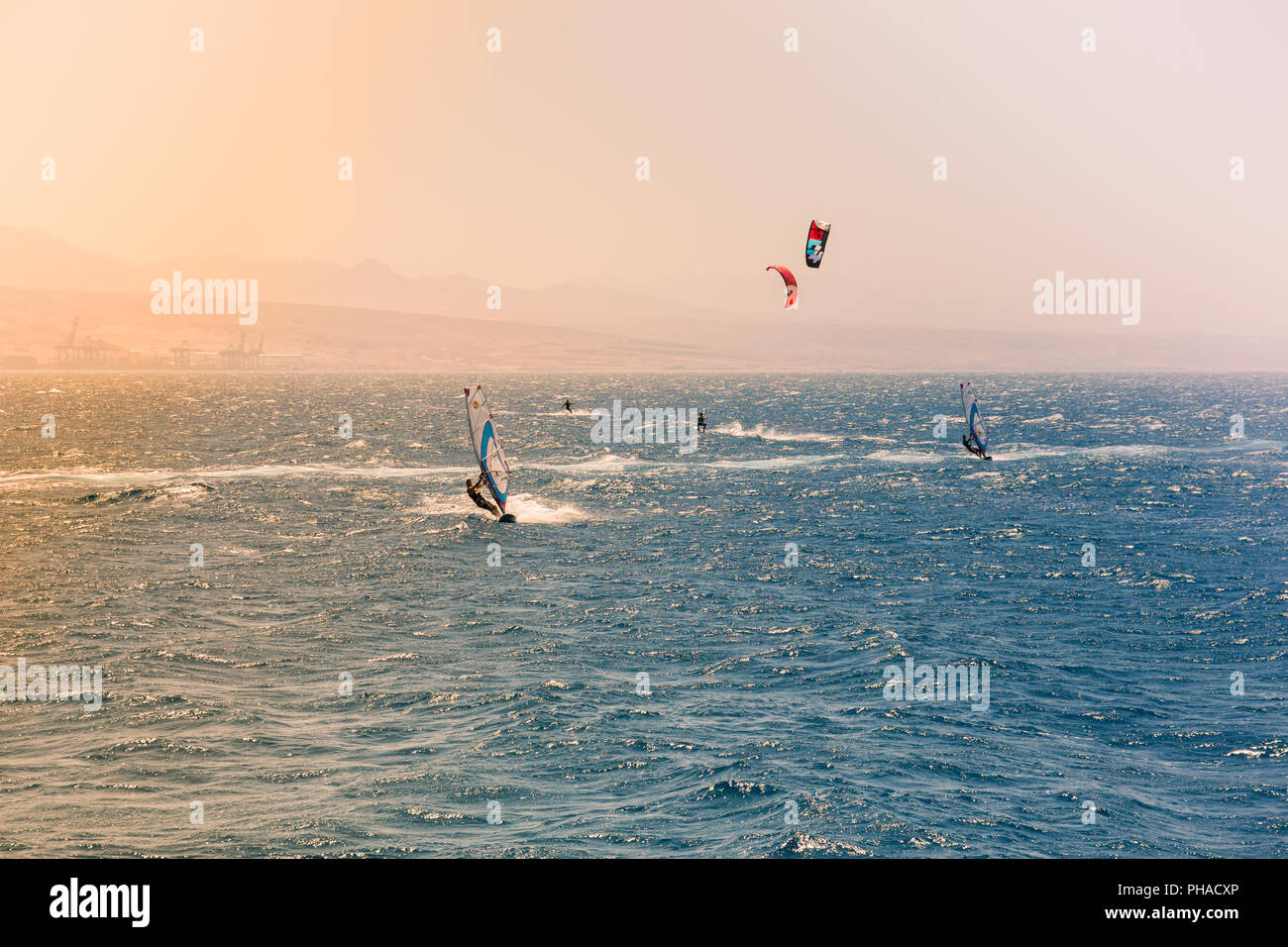 Windsurfers sailing in the Red Sea Stock Photo - Alamy