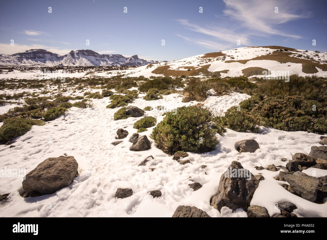 Snow covered mount teide Stock Photo - Alamy