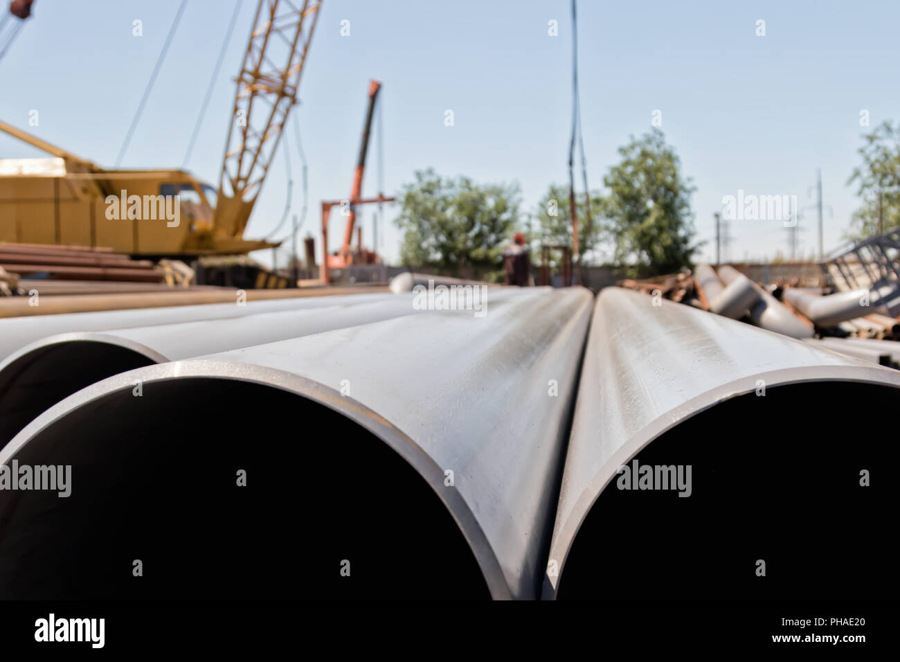Pipes of different diameter and different shape of metal Stock Photo ...
