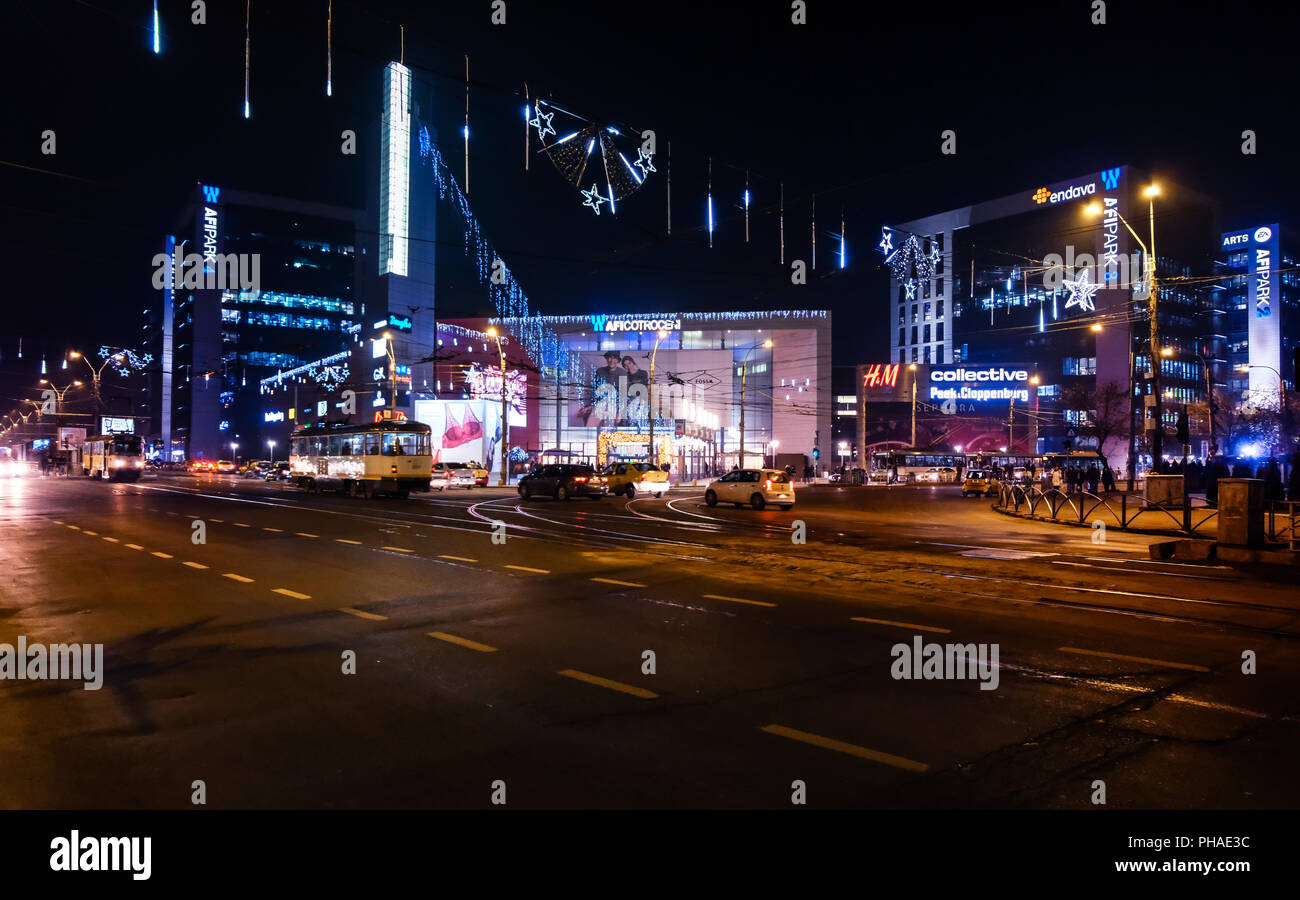 BUCHAREST, ROMANIA - December 22, 2017: Exterior of AFI Cotroceni ...