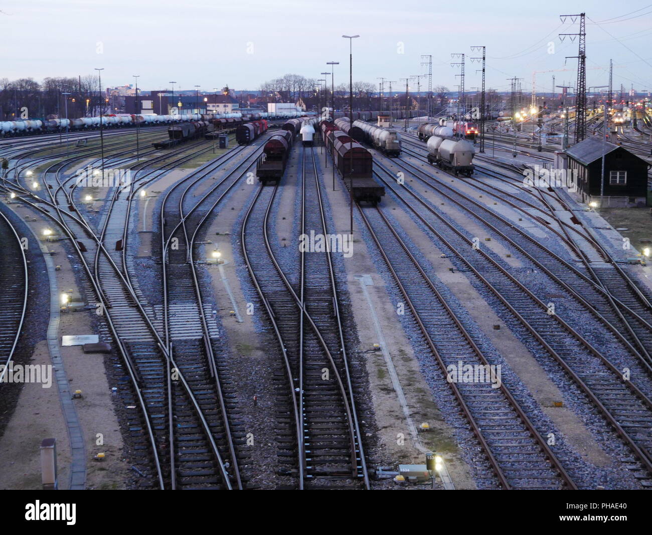 railroad infrastructure goods and passenger transportation system in Augsburg Stock Photo - Alamy