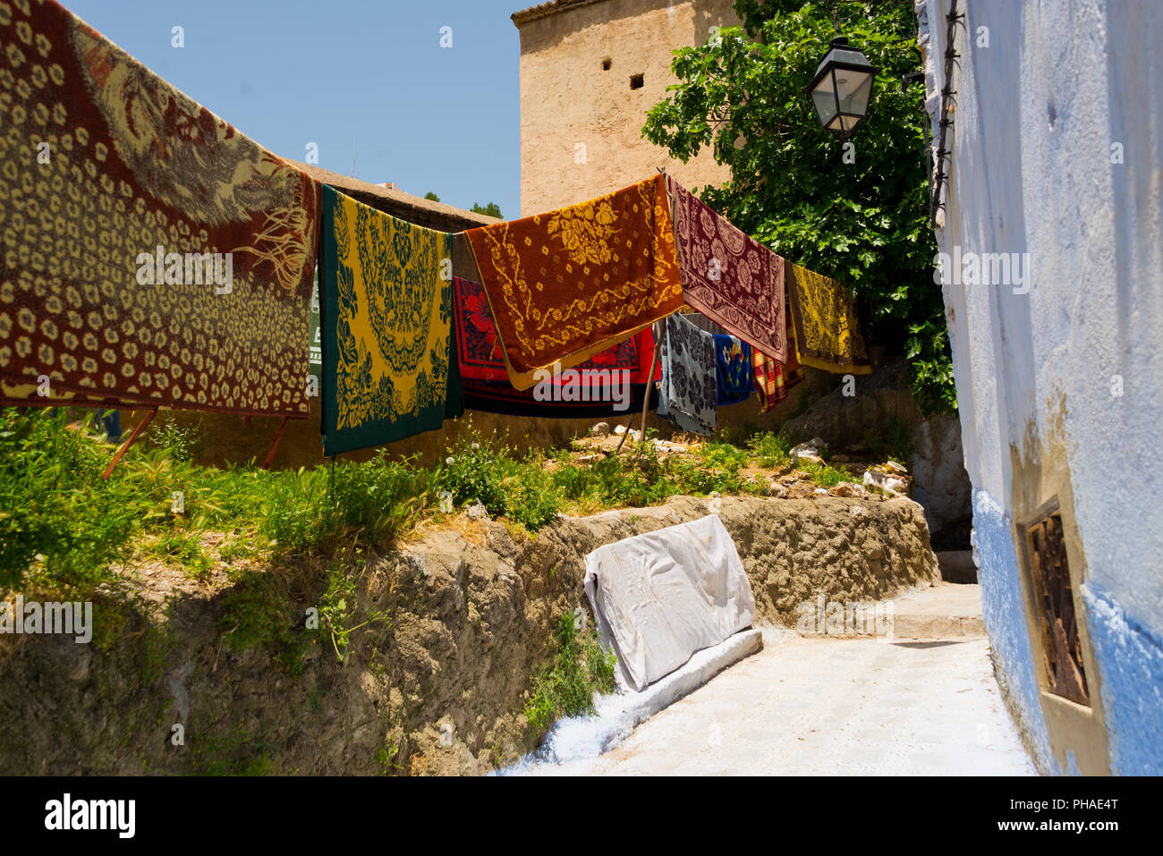 carpets in chefchaouen Stock Photo - Alamy