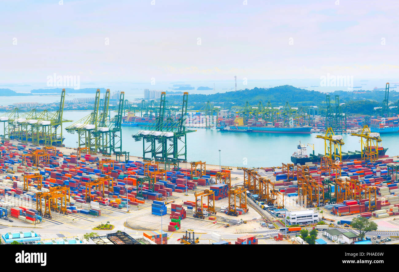 Singapore Port Aerial View Stock Photos & Singapore Port Aerial View ...