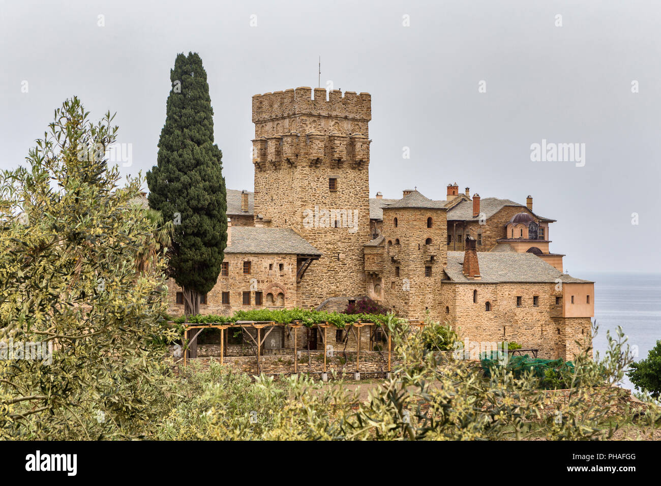 Stavronikita monastery, Mount Athos, Athos peninsula, Greece Stock ...