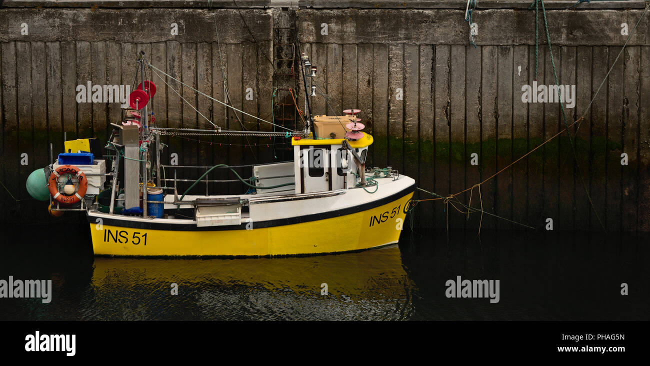 Yellow Ship, Lossiemouth Harbour Stock Photo - Alamy