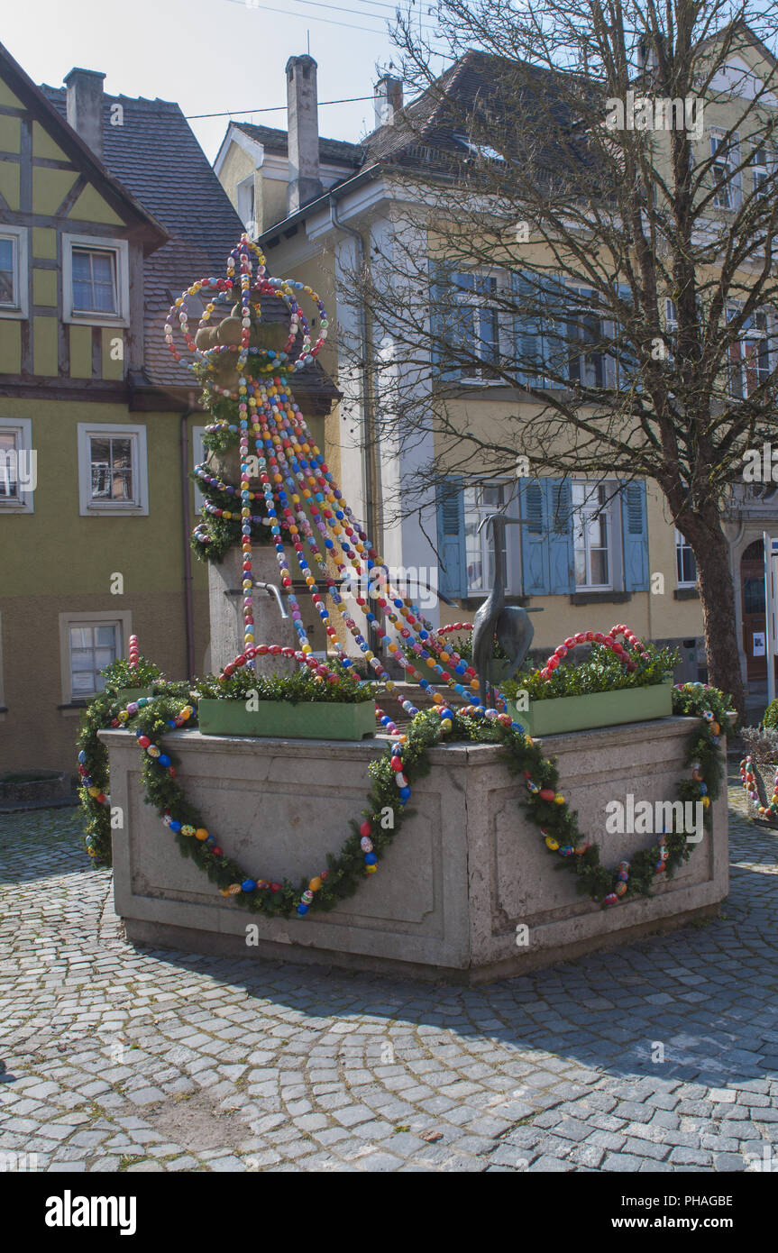 Easter in Langenburg with decorated water well, Germany Stock Photo - Alamy