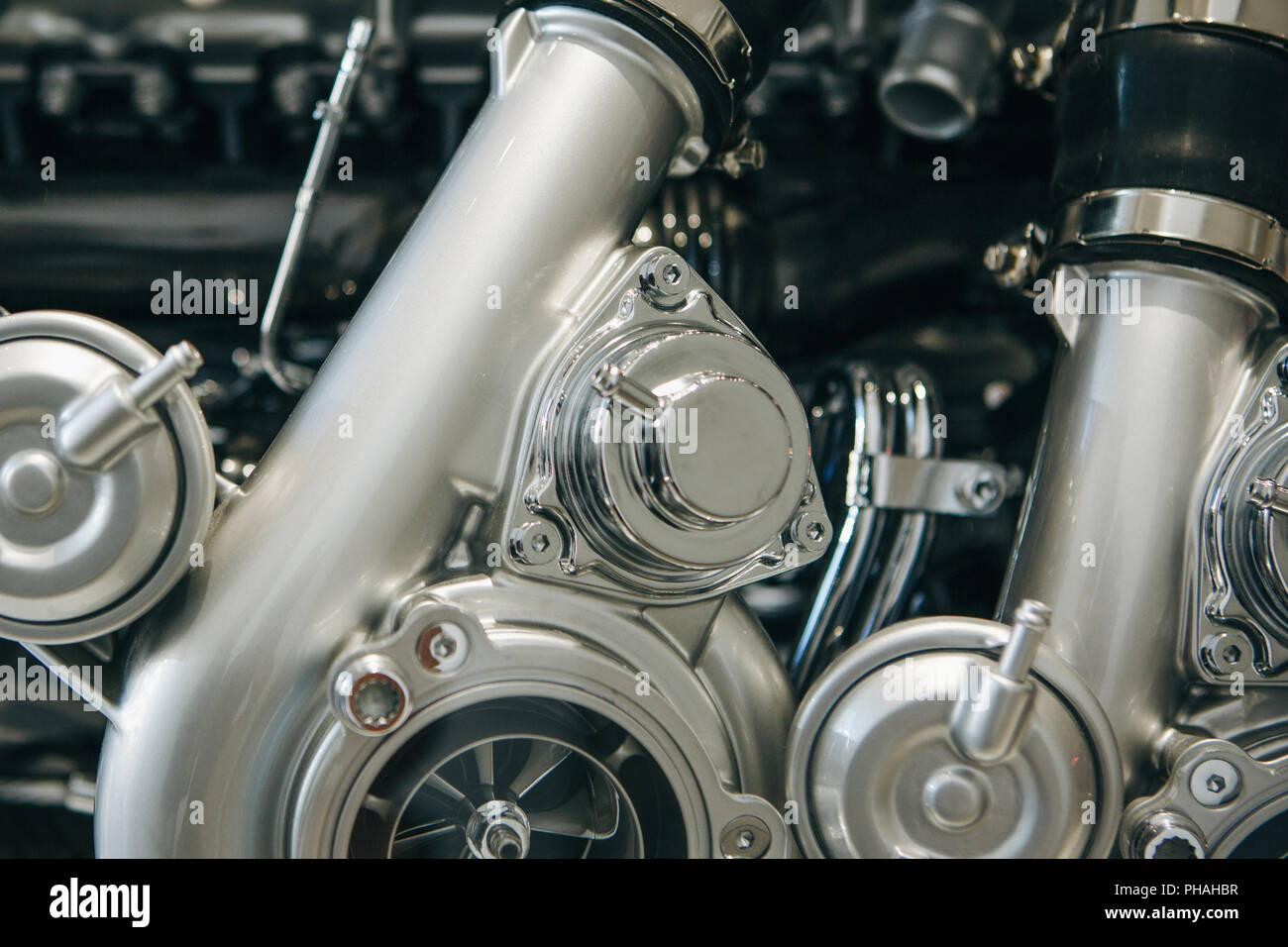 A close-up of the motor or car engine inside. Technology background ...