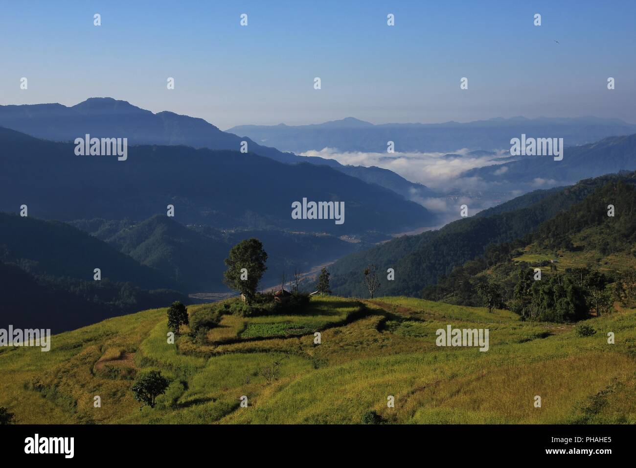 View from Nalma, green landscape near Pokhara Stock Photo - Alamy