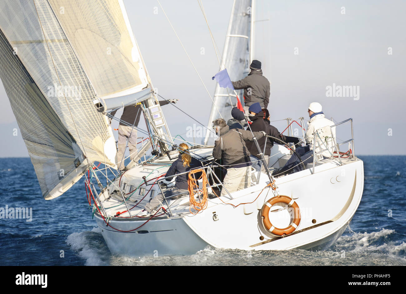 Ship full sail waves hi-res stock photography and images - Alamy