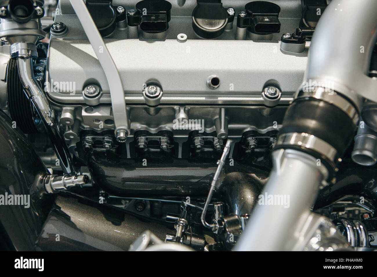 A close-up of the motor or car engine inside. Technology background ...