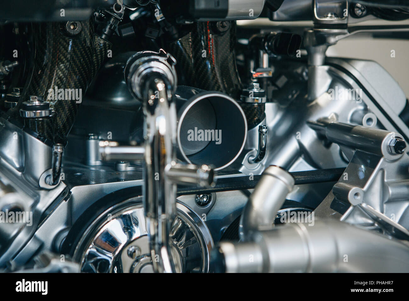 A close-up of the motor or car engine inside. Technology background ...
