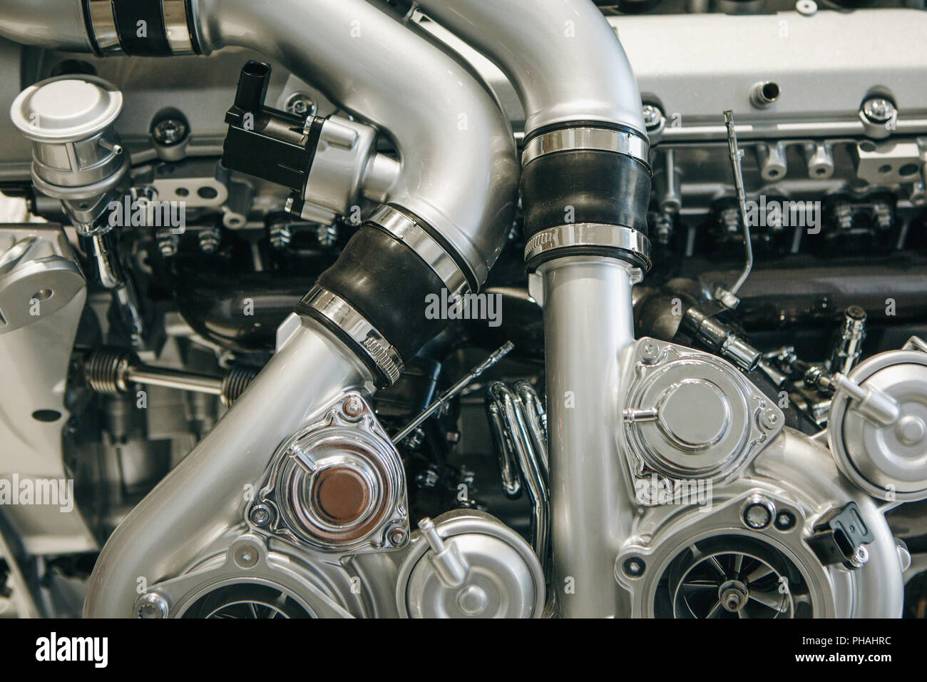 A close-up of the motor or car engine inside. Technology background ...