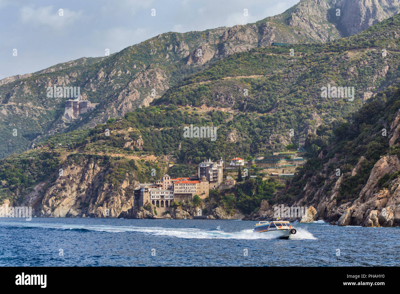Osiou Gregoriou monastery, Mount Athos, Athos peninsula, Greece Stock ...
