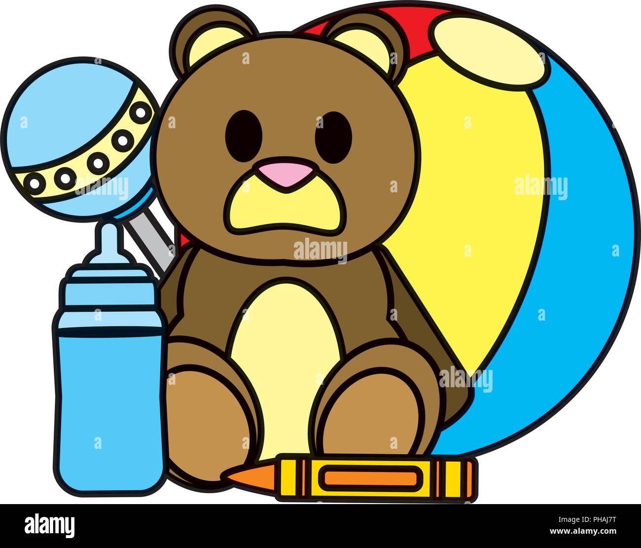 Color Cute Babe Toys Things Design Vector Illustration Stock Vector
