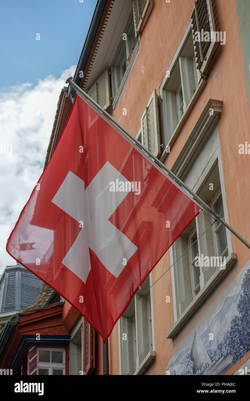Swiss flag hanging from hi-res stock photography and images - Alamy