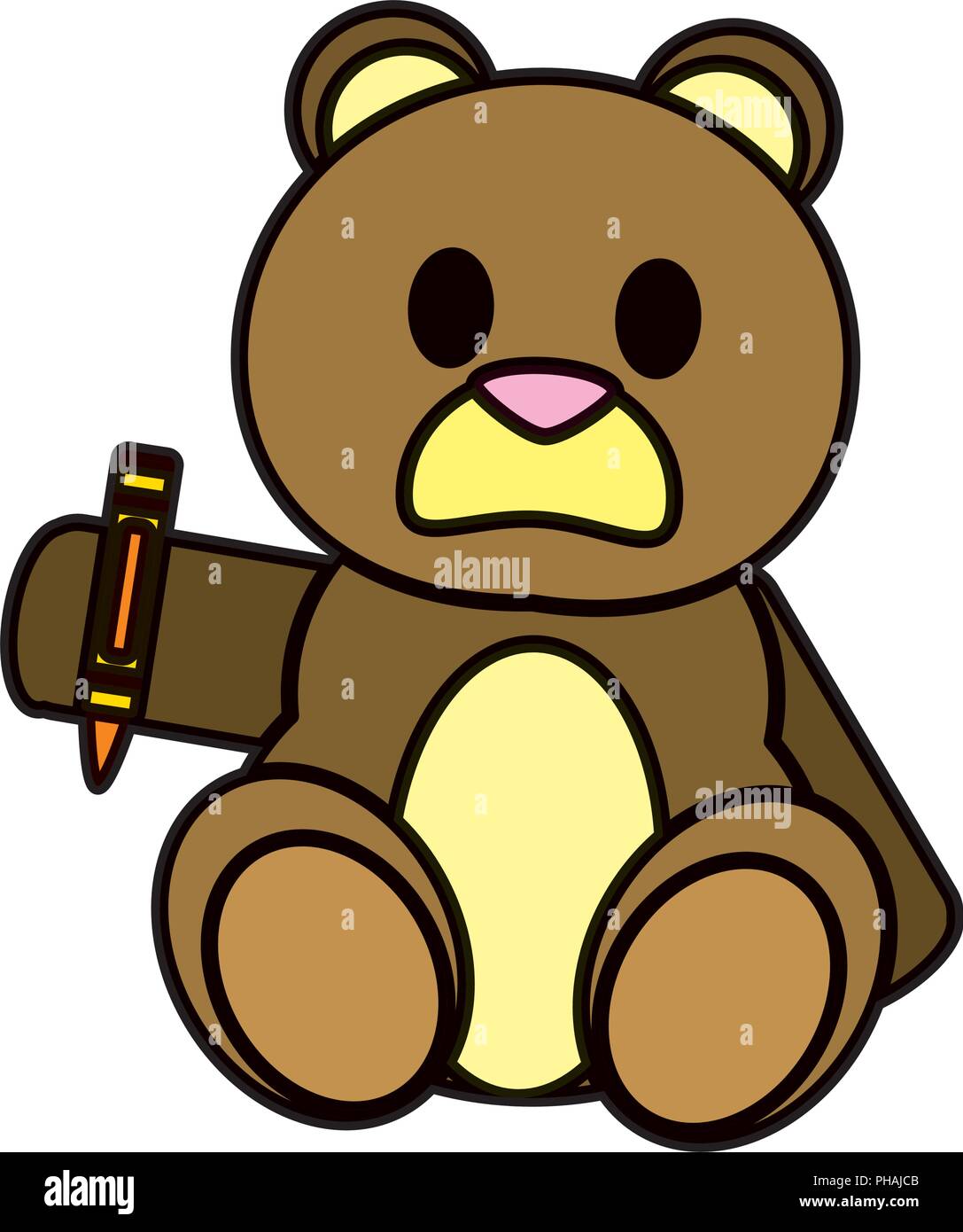 color bear teddy cute toy with crayon vector illustration Stock Vector ...