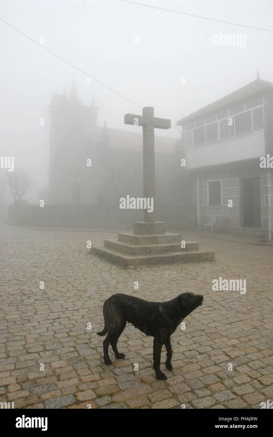Castro Laboreiro in a foggy morning. Peneda Geres National Park ...