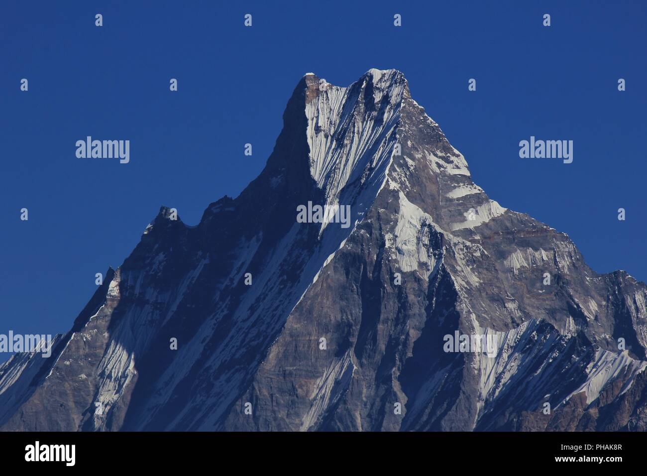 Peak of famous fish tail mountain Machapuchare Stock Photo - Alamy