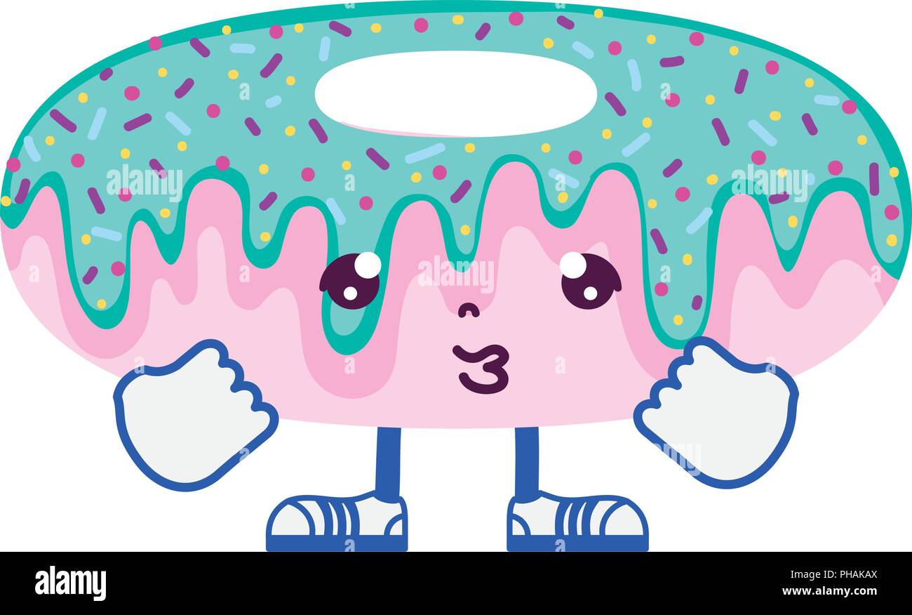 kawaii sad donut with arms and legs vector illustration Stock Vector ...