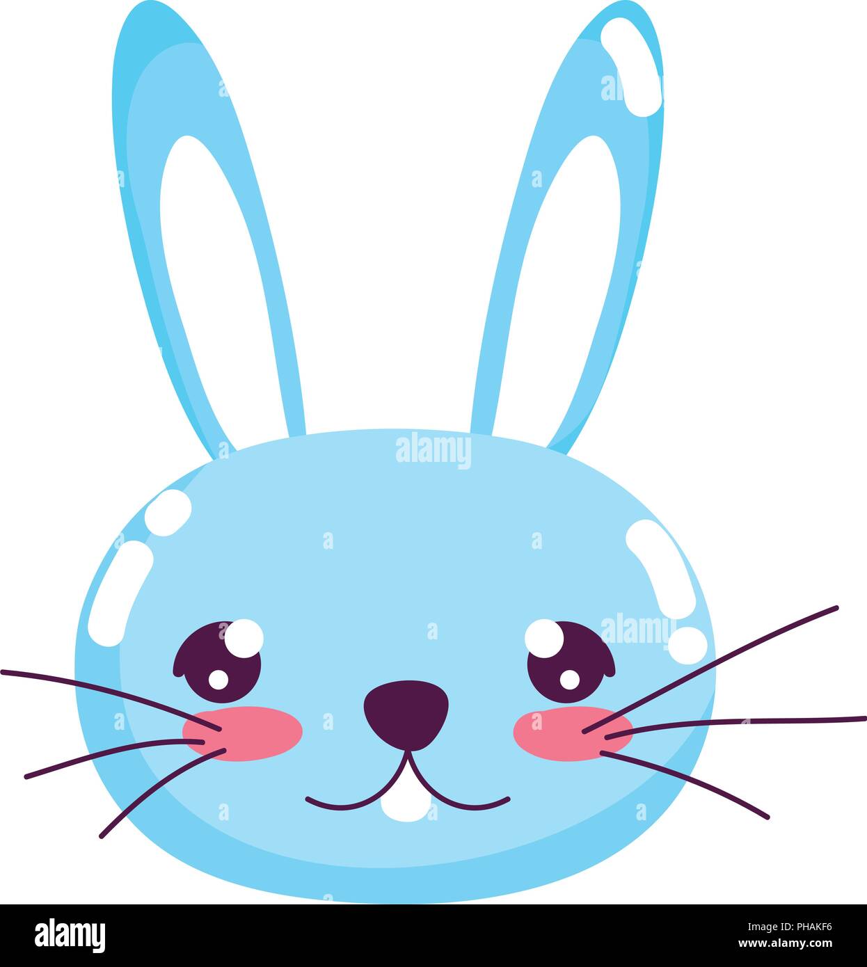 kawaii cute rabbit head animal vector illustration Stock Vector Image ...