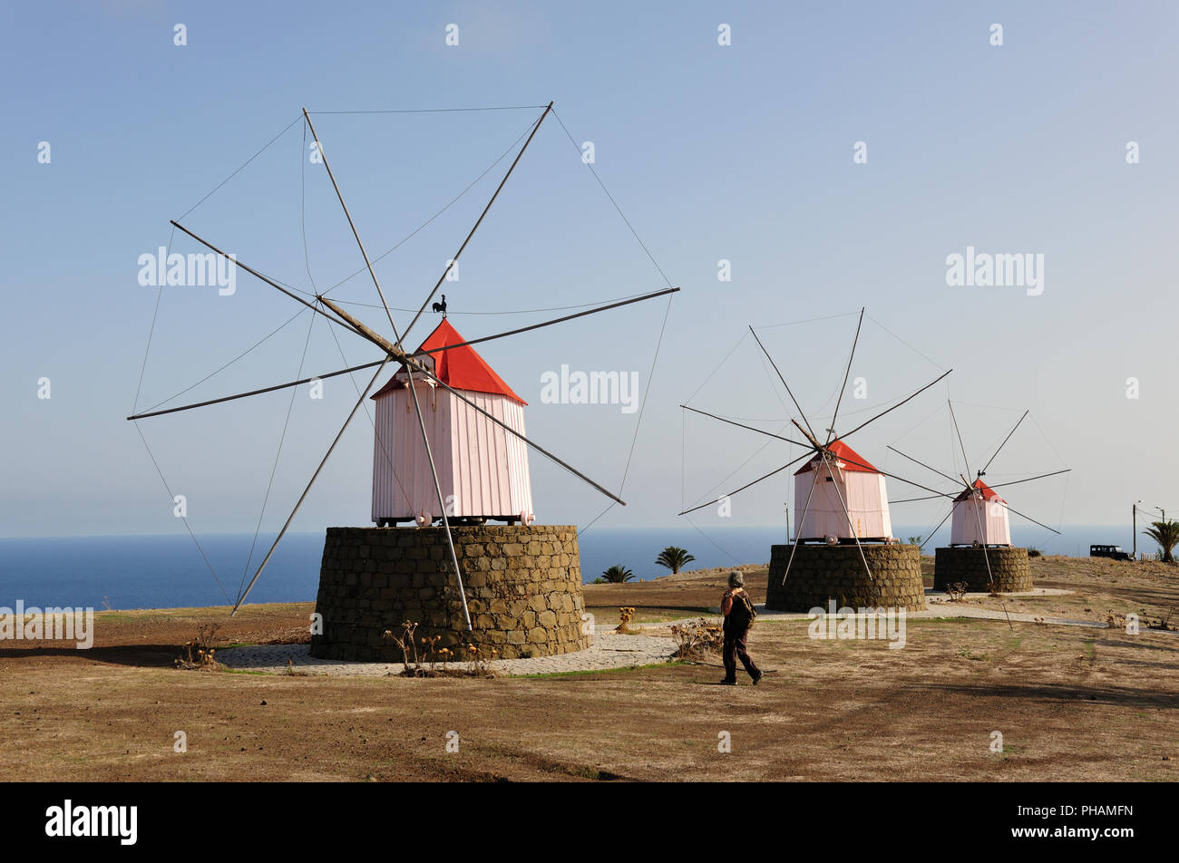 Traditional windmills of Porto Santo island. Madeira, Portugal Stock ...