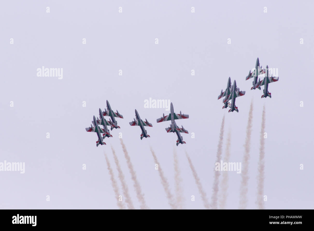 Aerobatic team performs flight, Planes flying in formation, Air show ...