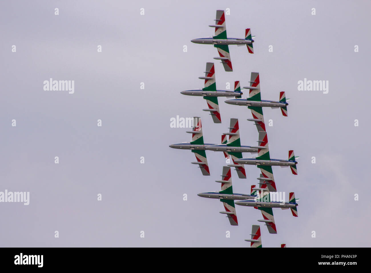 Aerobatic team performs flight, Planes flying in formation, Air show ...