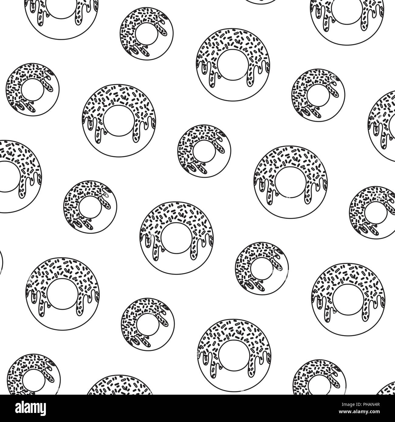 line delicious donut sweet pastry background vector illustration Stock ...