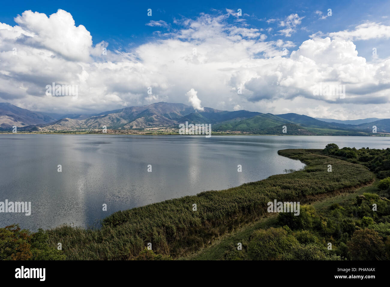 Landscape at the Mikri (Small) Prespa Lake in northern Greece Stock ...