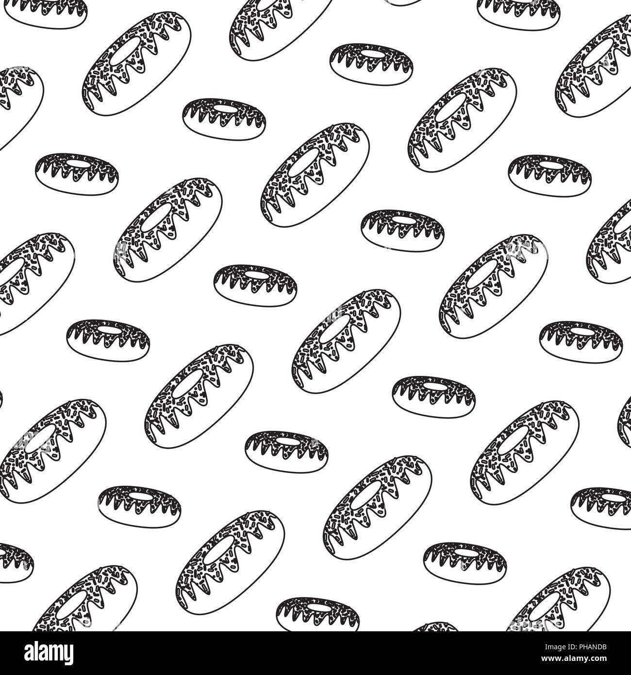 line delicious sweet donut snack background vector illustration Stock ...