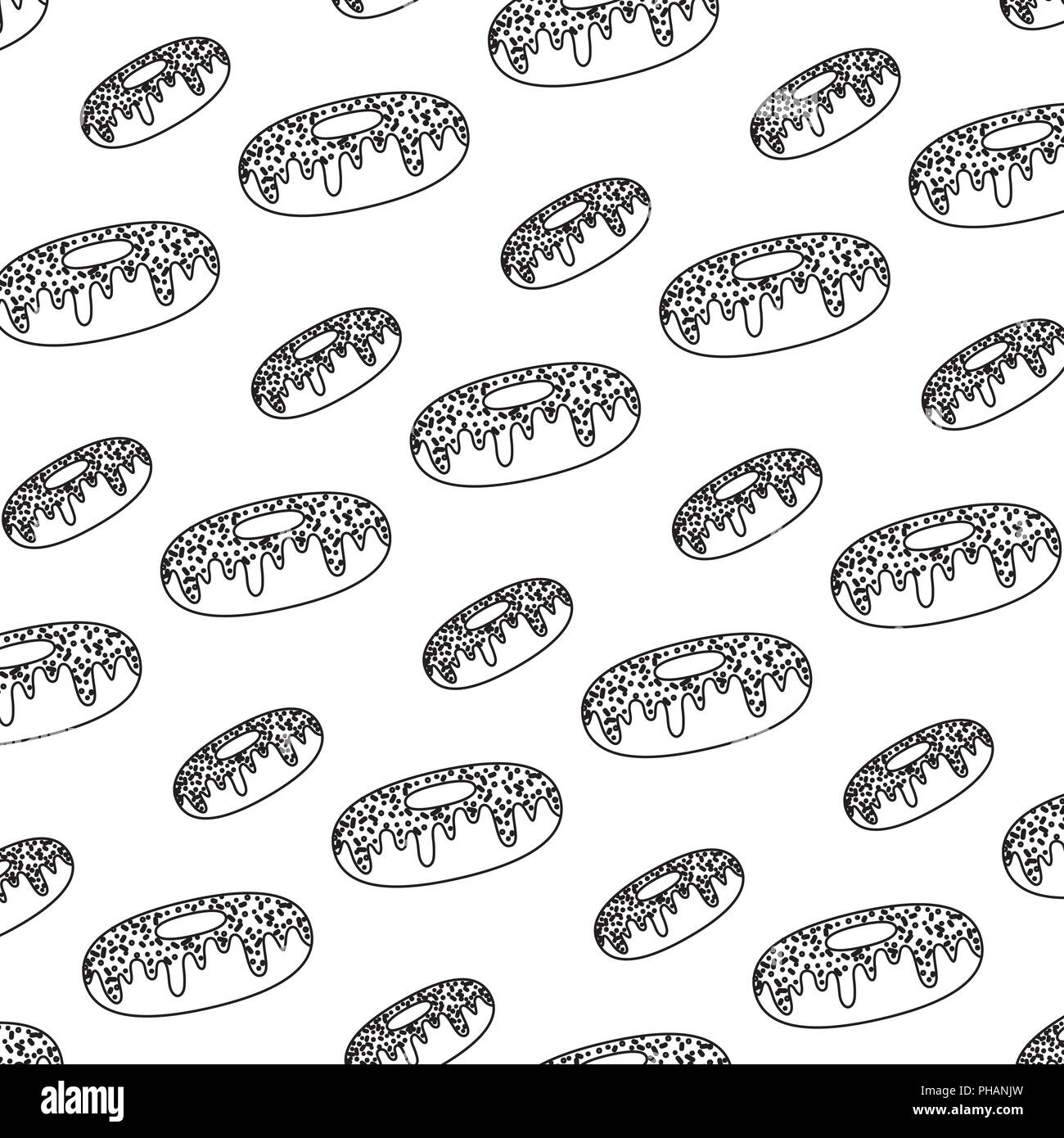 line tasty donut sweet pastry background vector illustration Stock ...