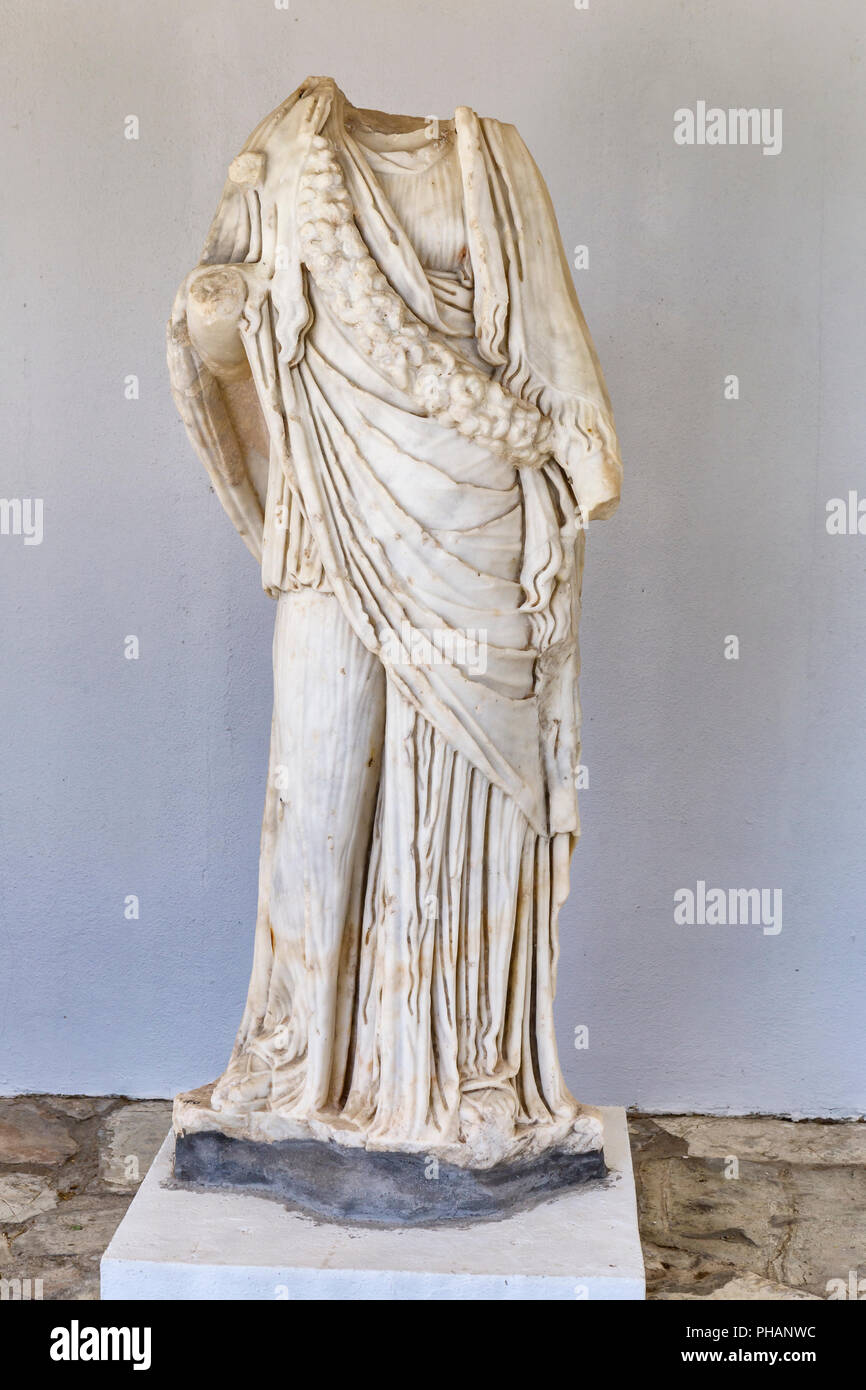Antique sculpture, Ancient Odeon, Gortyn, Crete, Greece Stock Photo - Alamy