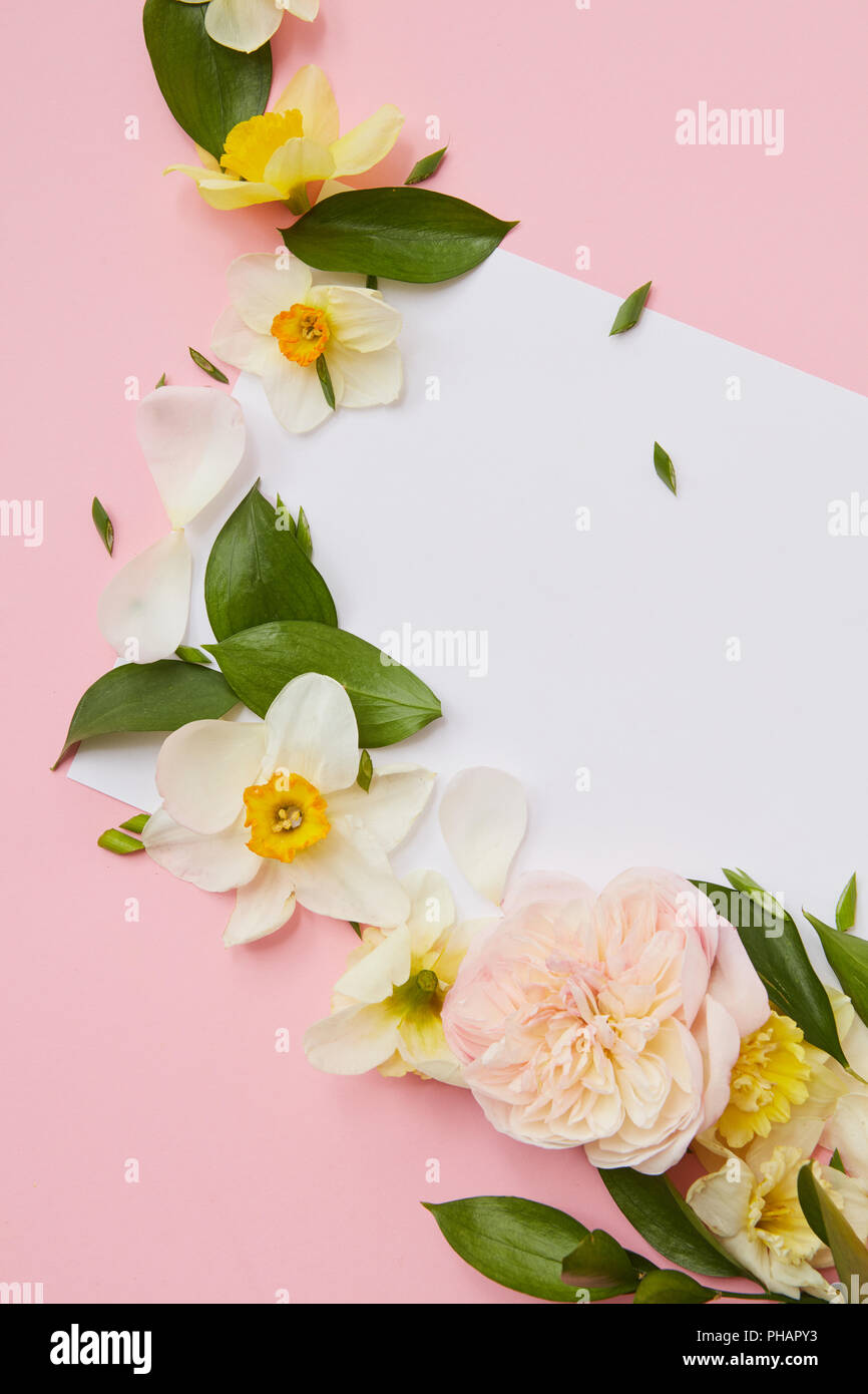 Postcard decorated flowers Stock Photo - Alamy