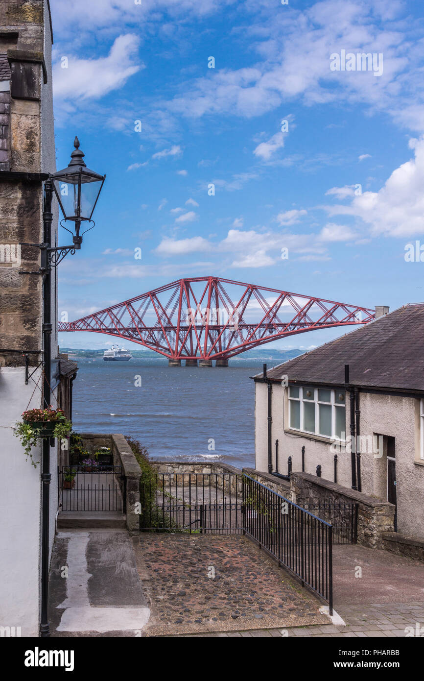 Queensferry, Scotland, UK - June 14, 2012: Segment of red Forth Bridge ...