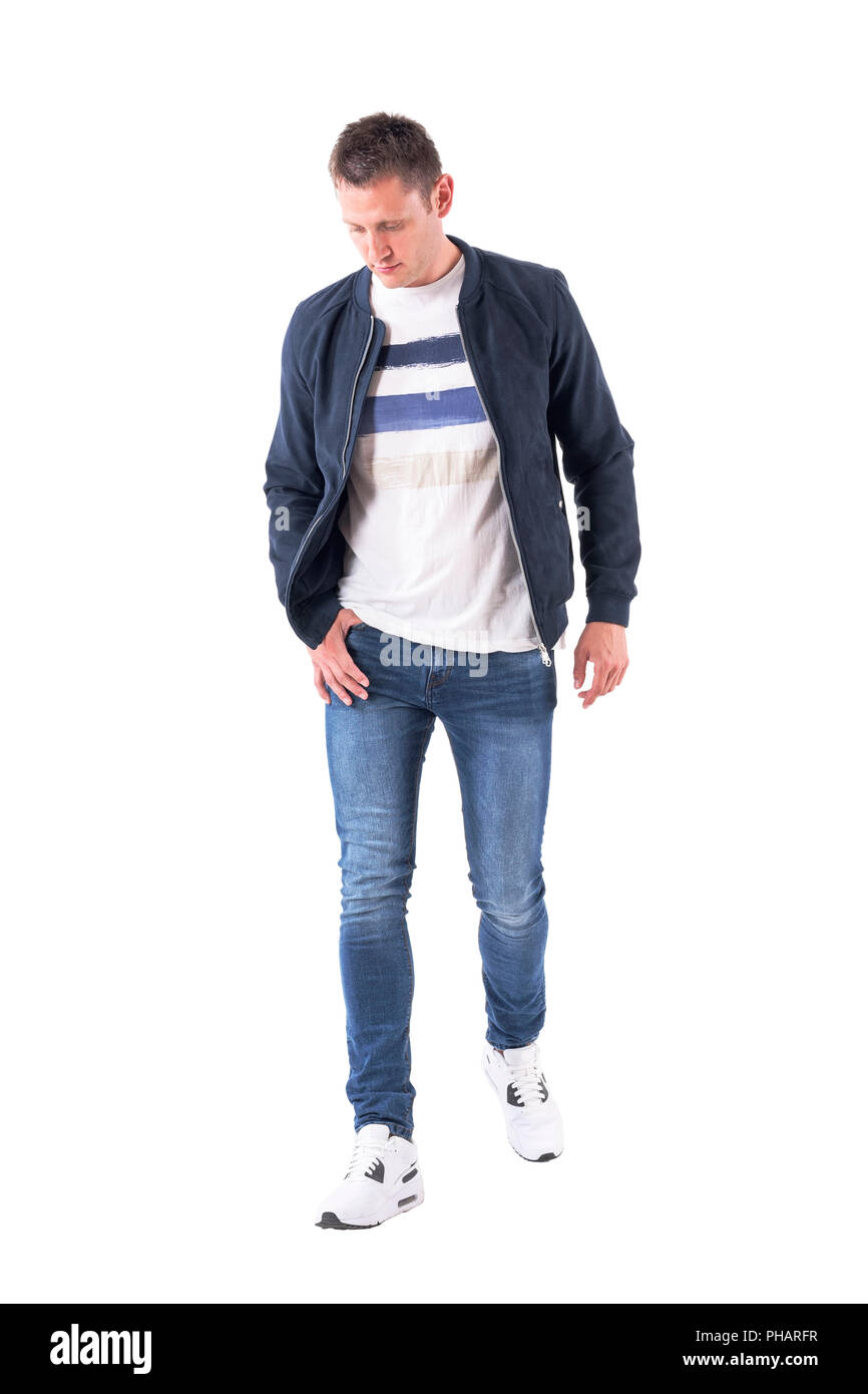 Man down jacket not woman street Cut Out Stock Images & Pictures - Alamy