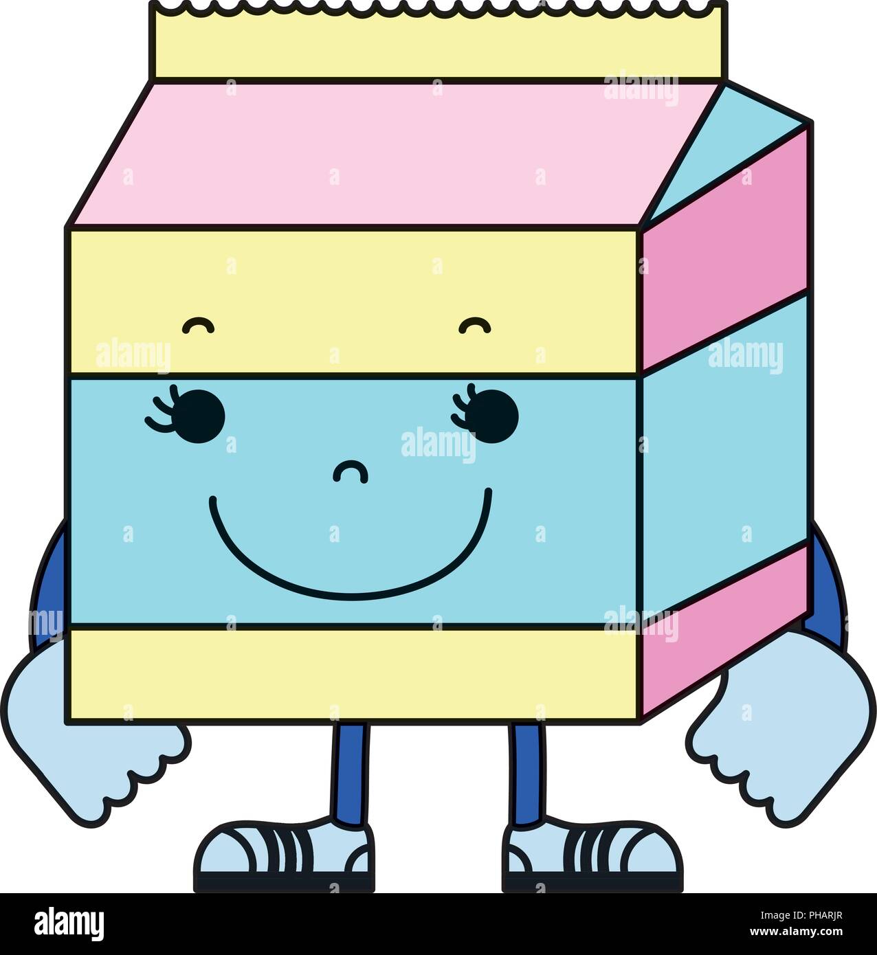 color kawaii happy milk box nutrition vector illustration Stock Vector ...