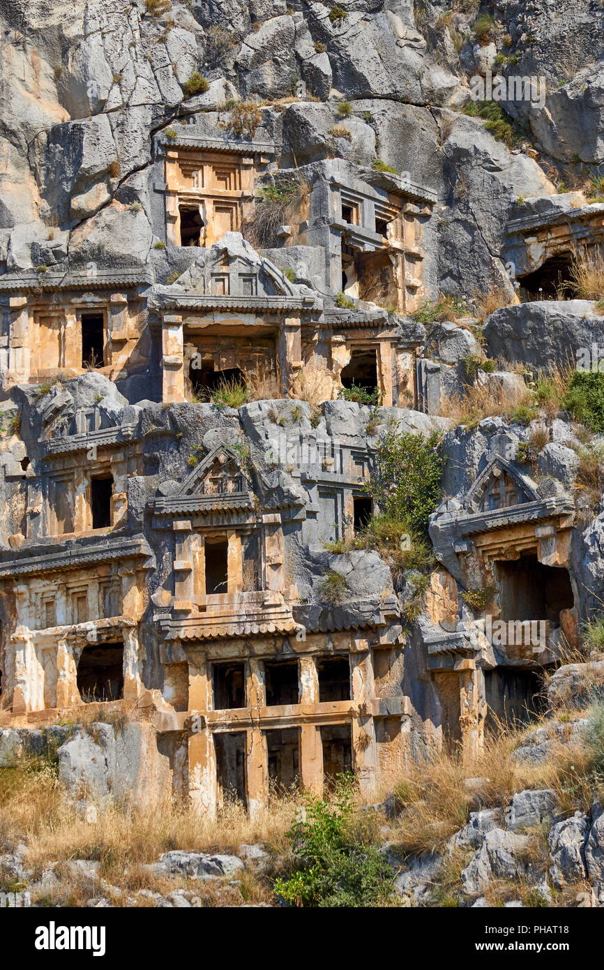 Lycian rock tombs, Myra (Demre), Turkey Stock Photo - Alamy