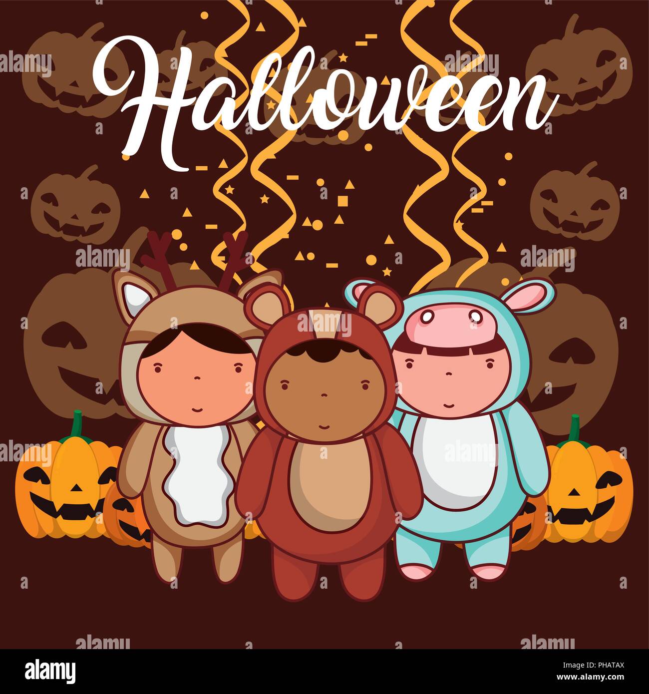 Halloween and kids cute animal customes vector illustration graphic ...
