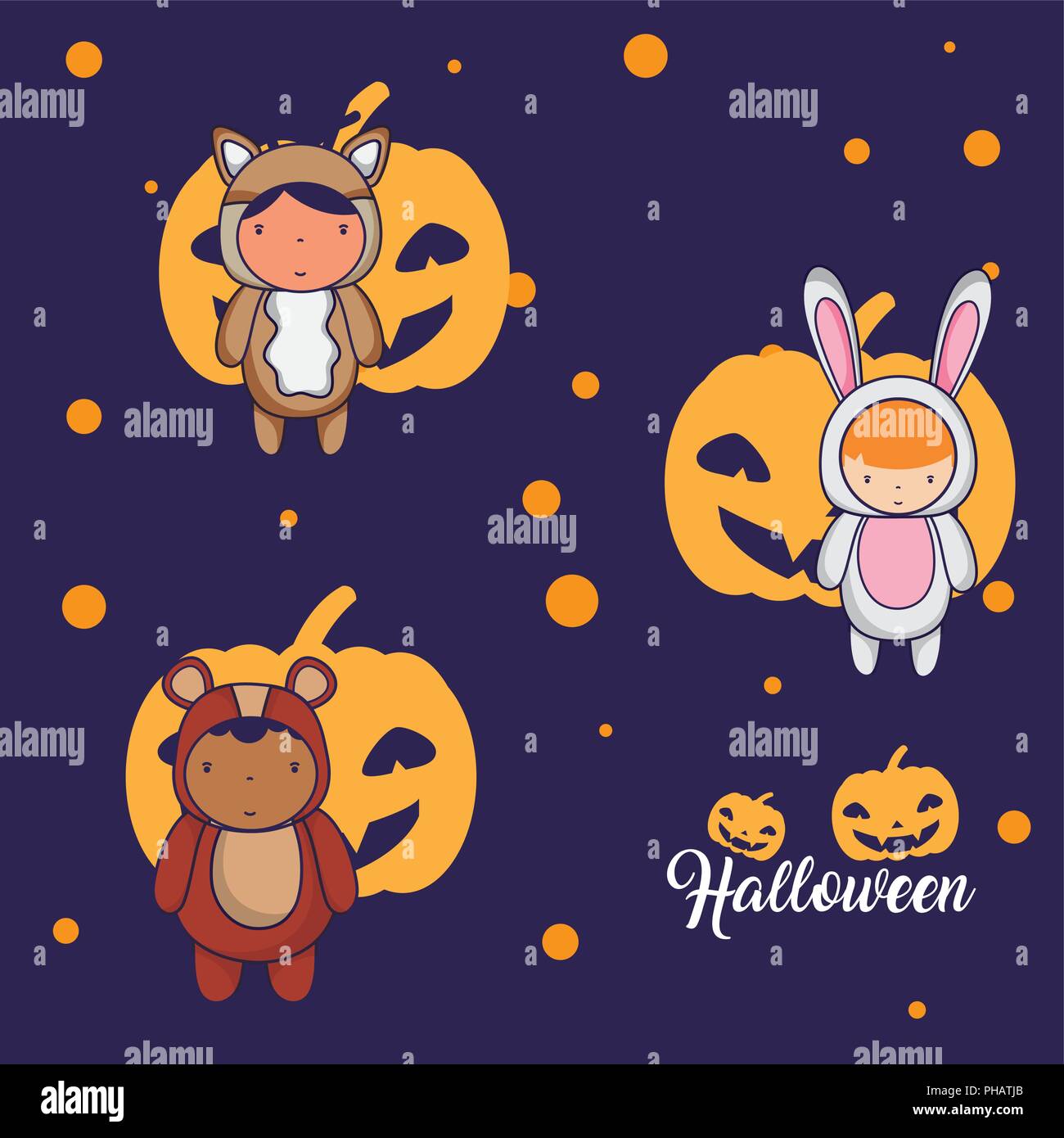Halloween and kids cute animal customes vector illustration graphic ...