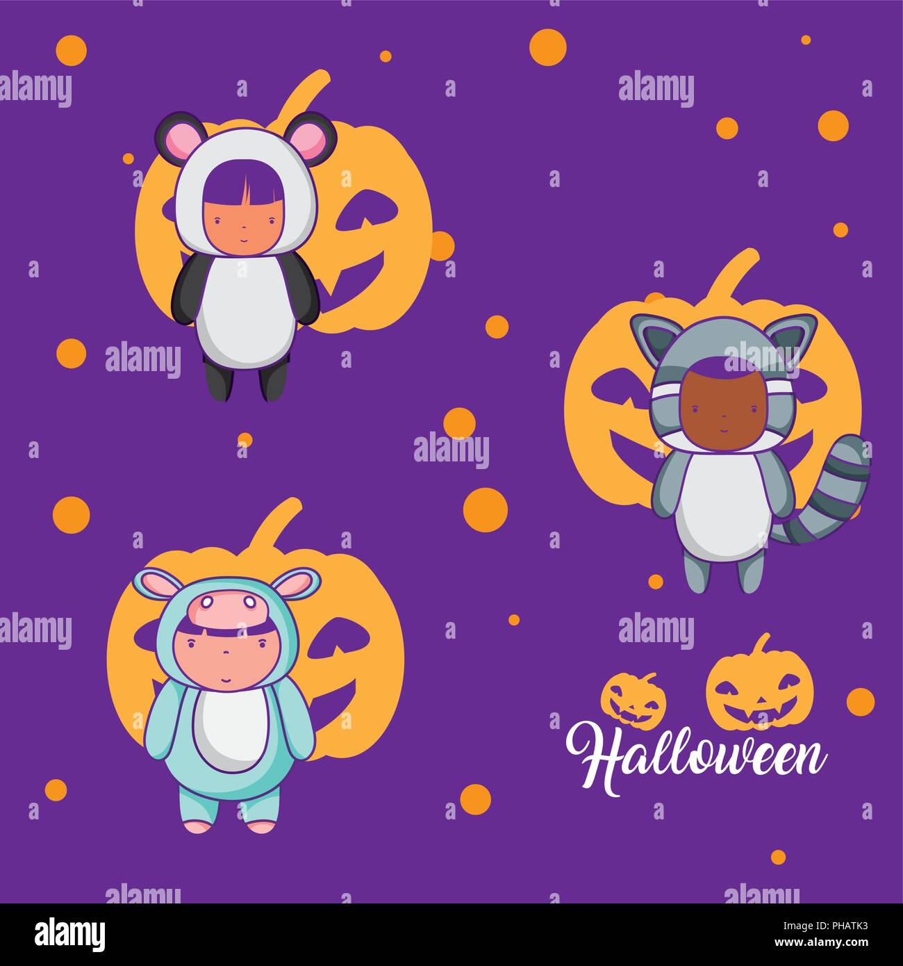 Halloween and kids cute animal customes vector illustration graphic ...