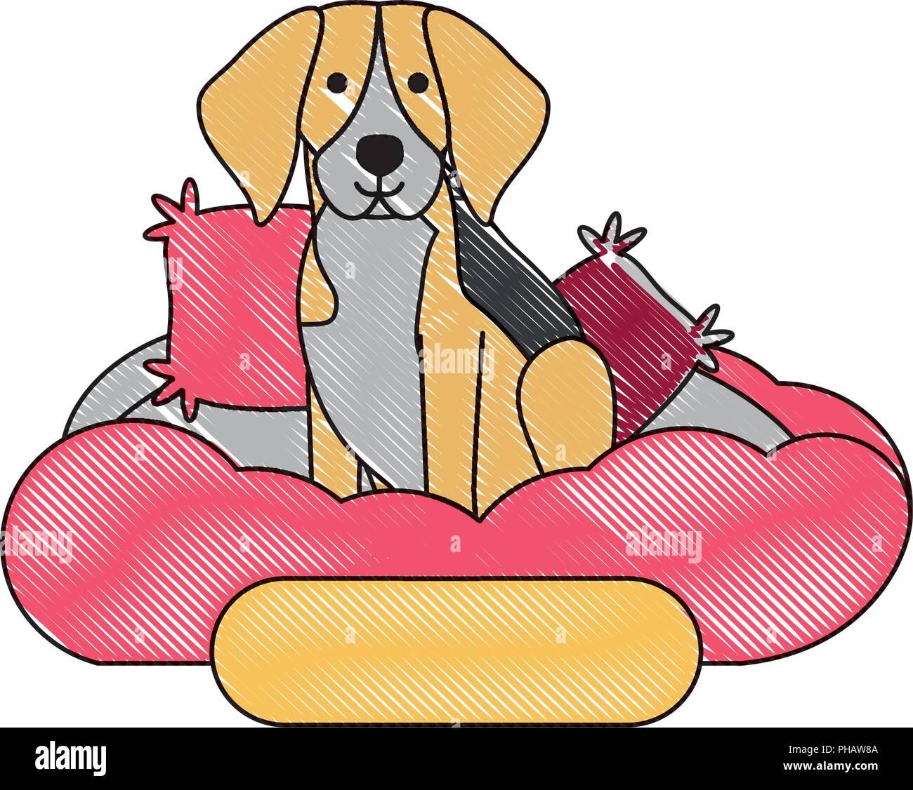 cute beagle dog in bed over white background, vector illustration Stock ...