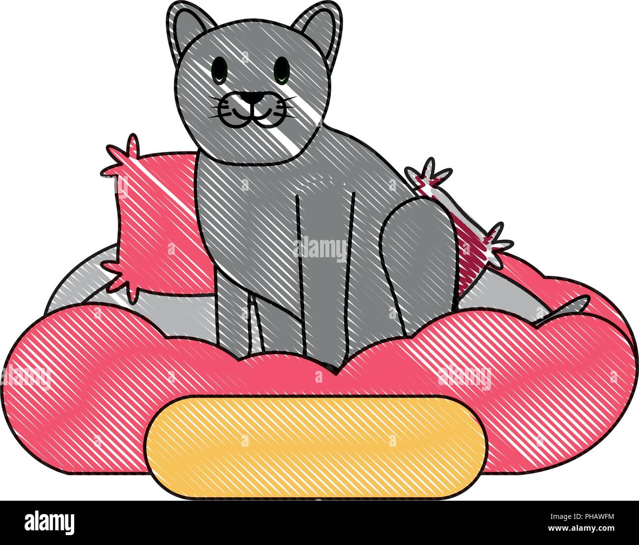 cute cat in bed over white background, vector illustration Stock Vector ...