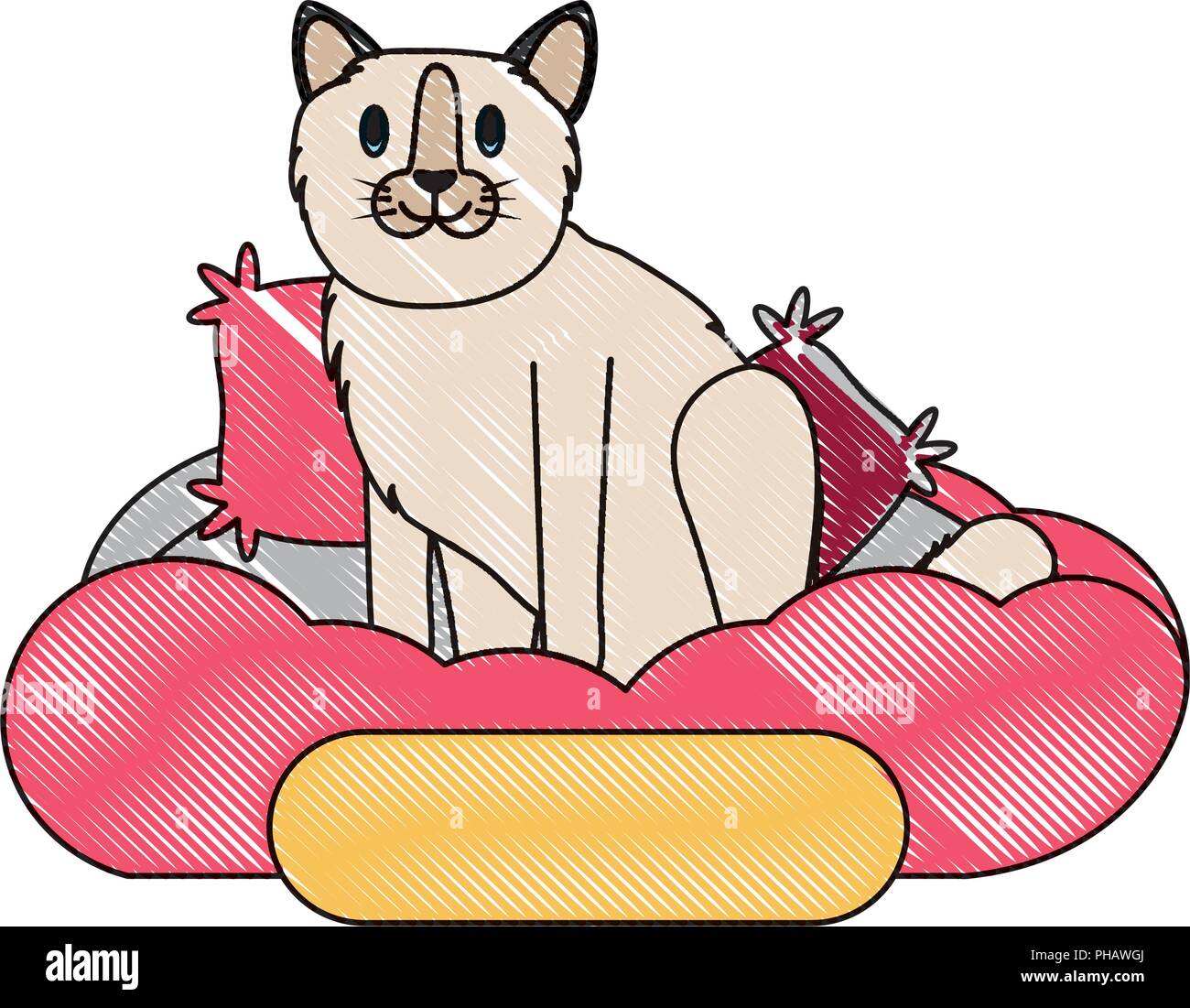 cute cat in bed over white background, vector illustration Stock Vector ...